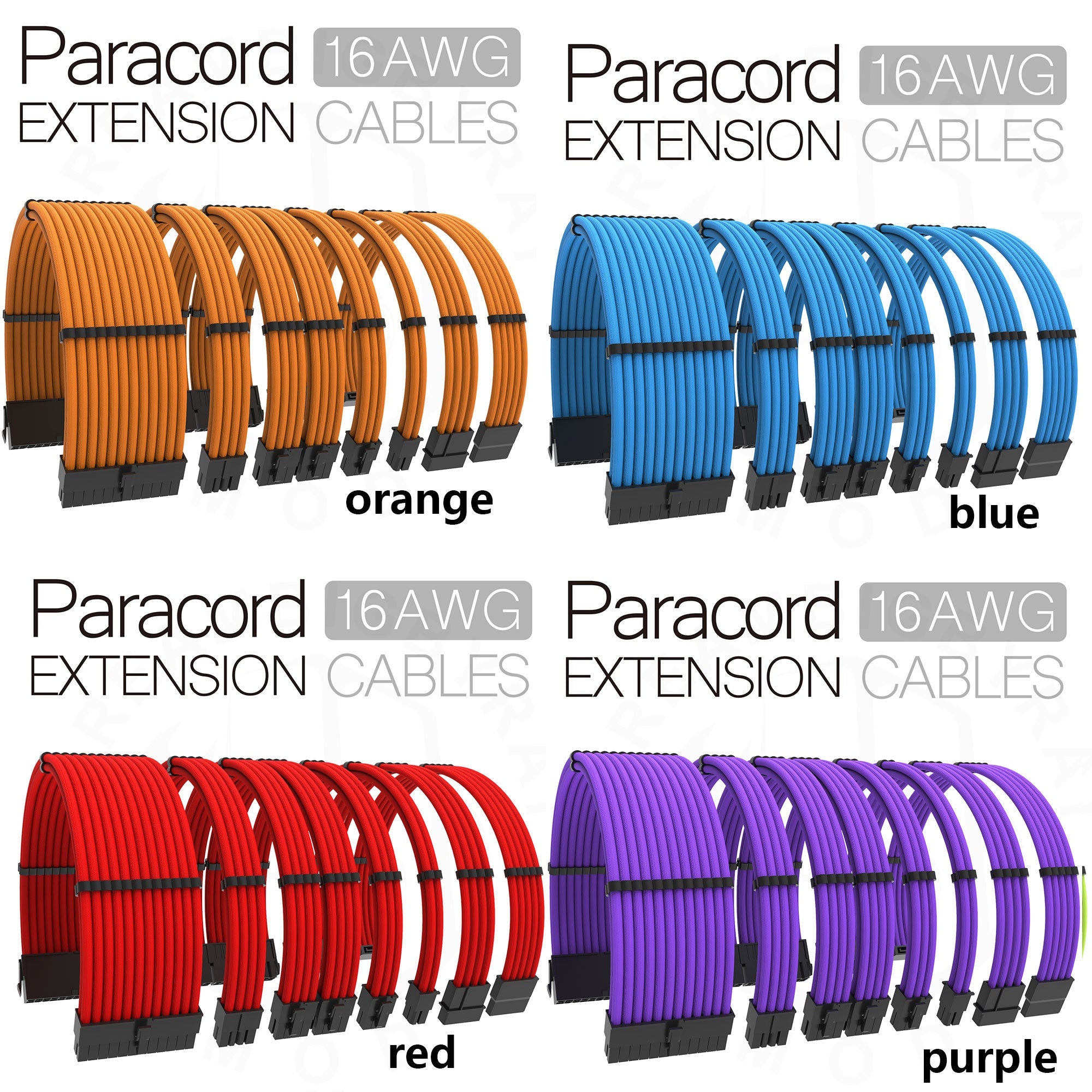 dreambigbyray premium 16awg paracord psu extension cables kit atx pcie ...
